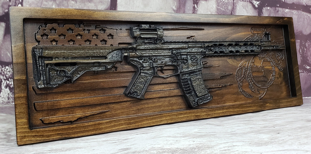 AR-15 Rifle With Distressed American Flag & Logo – Carved Gun Creations