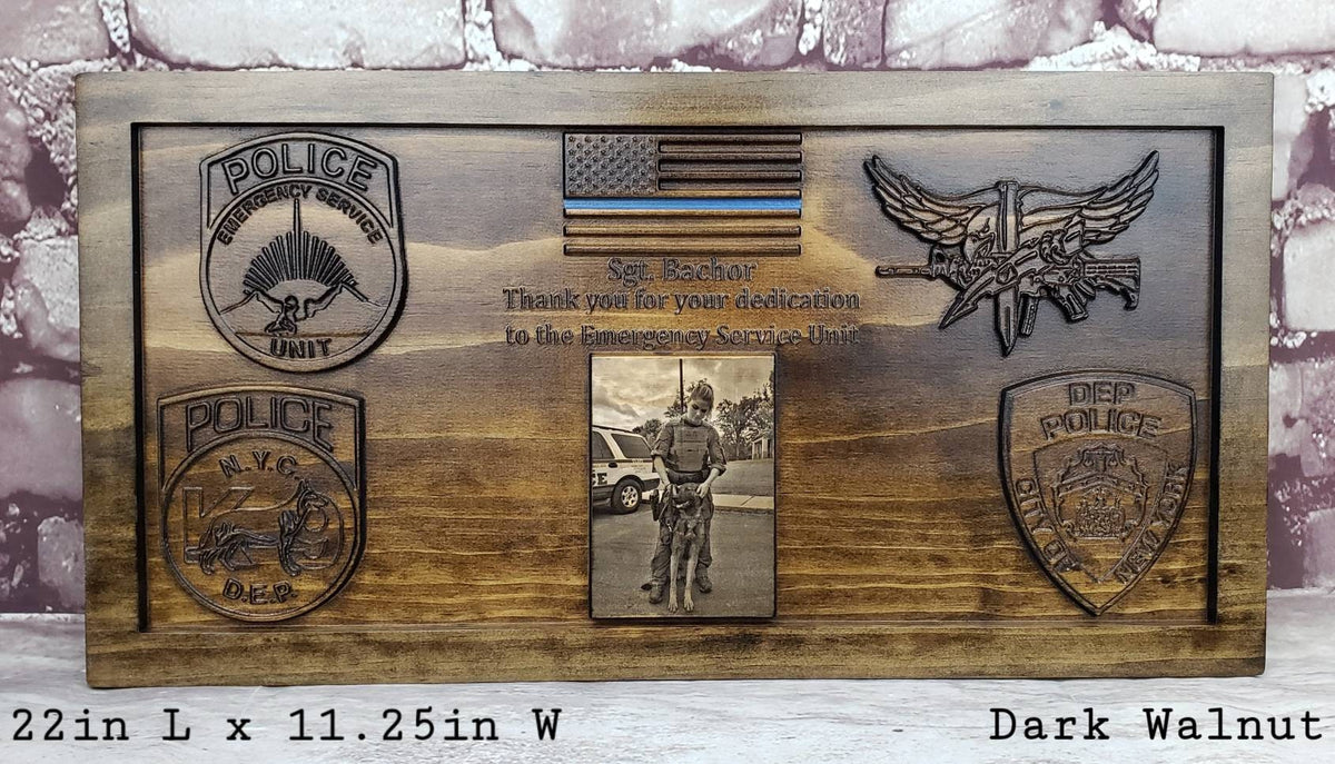 Customizable Law Enforcement Retirement Plaque With Painted Flag Or Li ...