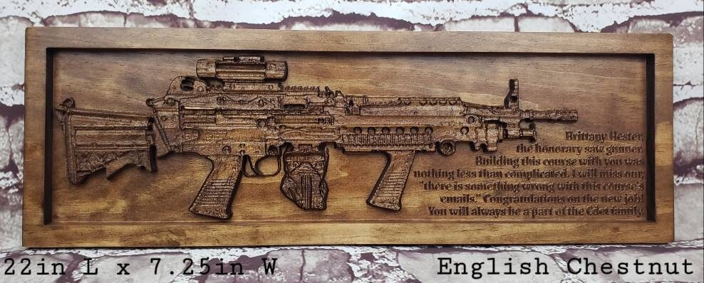 M249 SAW Light Machine Gun Custom Name Sign – Carved Gun Creations