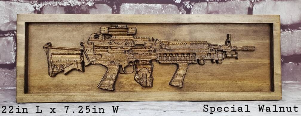M249 SAW Light Machine Gun Custom Name Sign – Carved Gun Creations