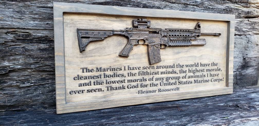 Customizable Military Rifle With Wording – Carved Gun Creations