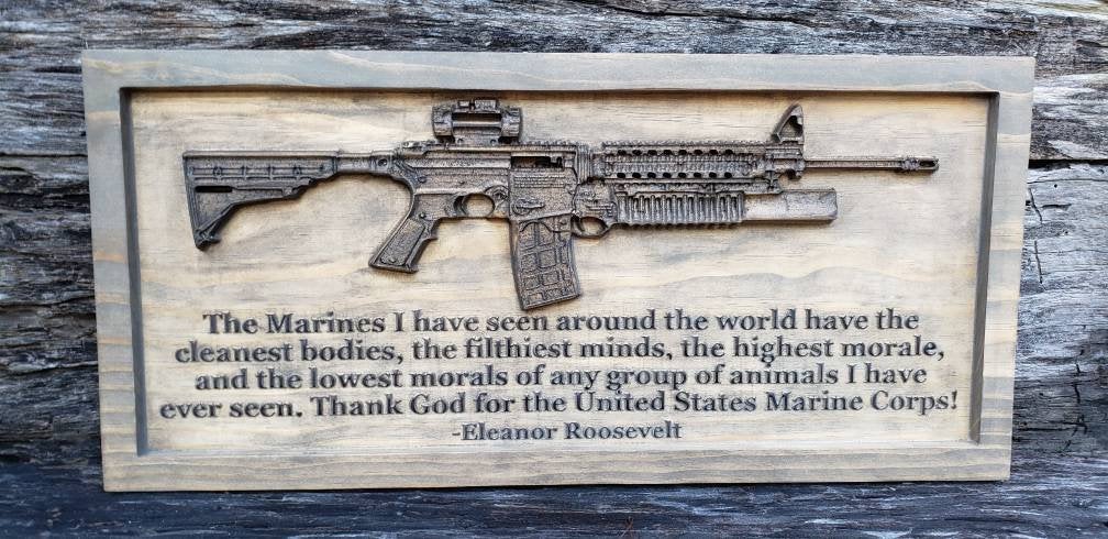 Customizable Military Rifle With Wording – Carved Gun Creations